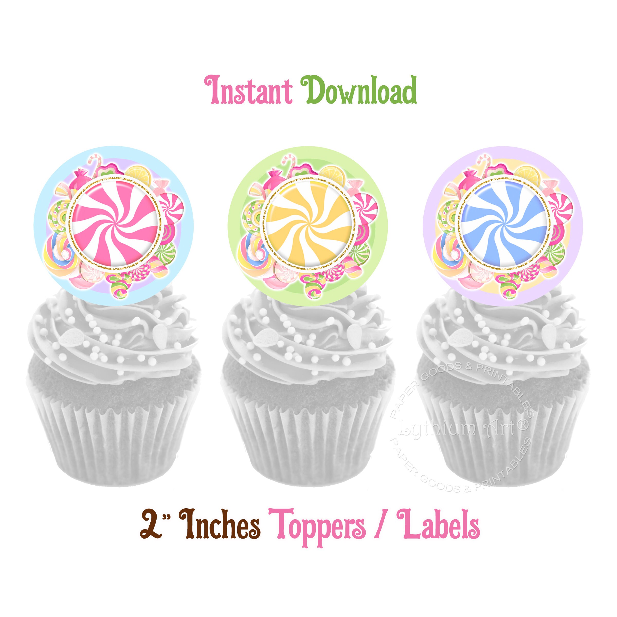 Candyland Toppers INSTANT DOWNLOAD Candy Toppers Sweets | Etsy