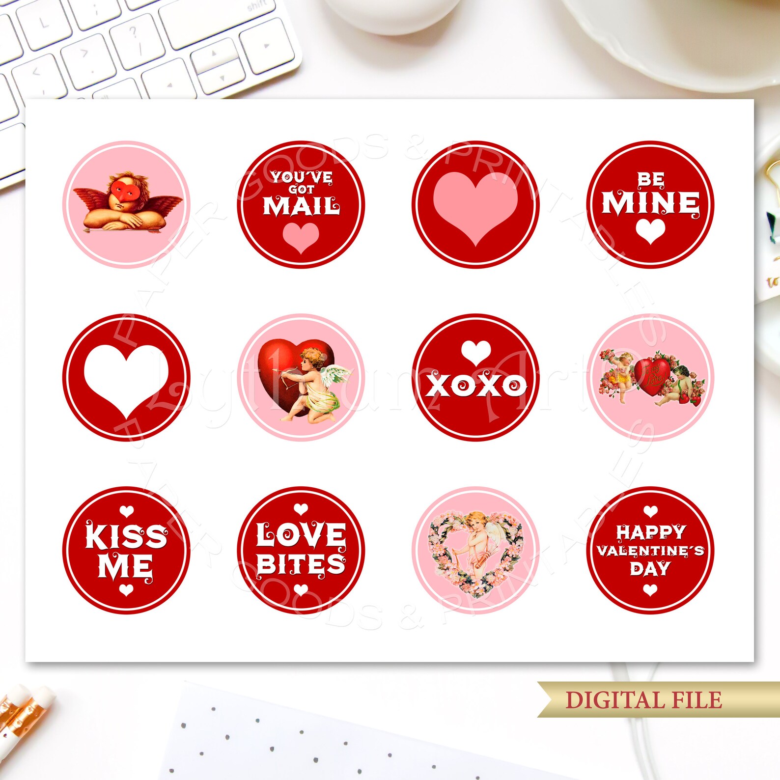 Valentine's Day Soap Label Gift, INSTANT DOWNLOAD, Gift Tags, White and ...