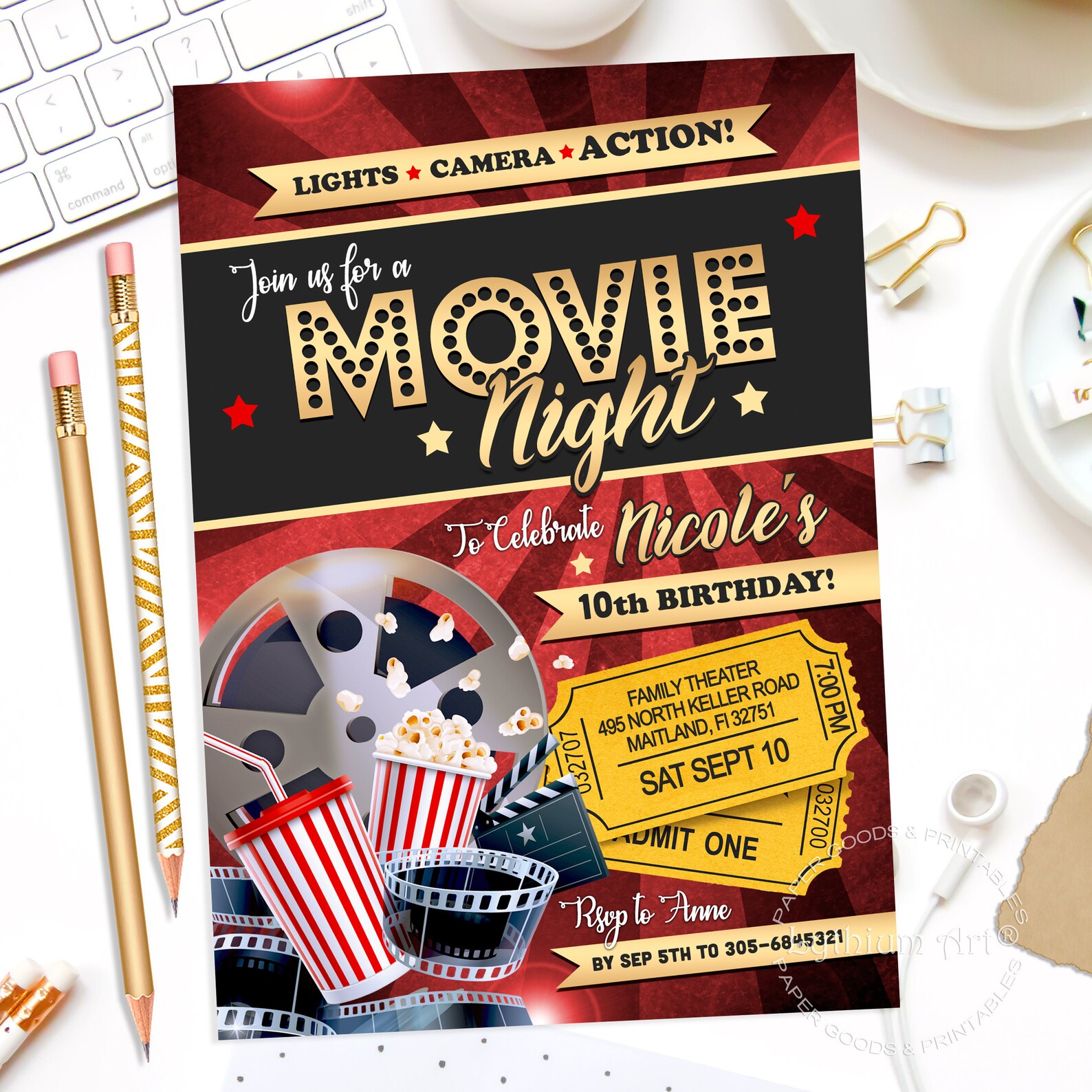 Movie Party Banner, Movie Night Banner, Movie Night Decorations, Movie ...