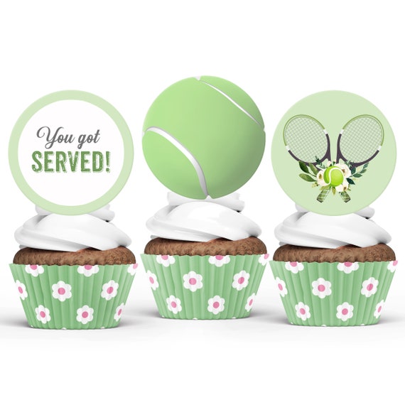 Tennis Cupcake Toppers, Printable Round Labels, Instant Download ...
