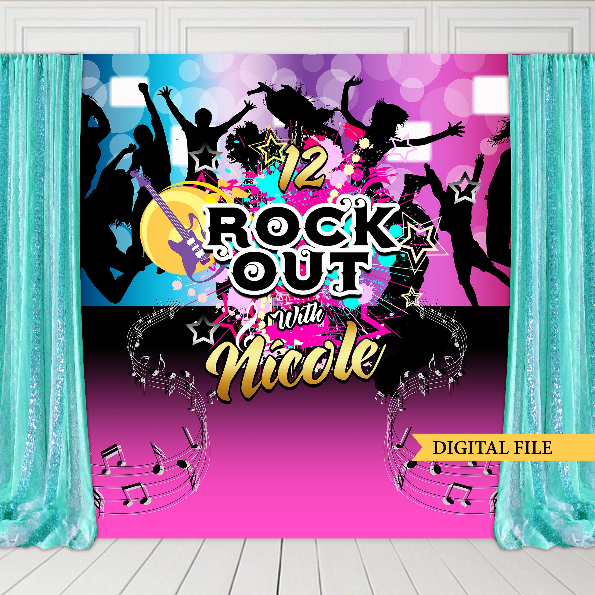 Rock Star Party Backdrop Birthday Party Banner Any Wording - Etsy Canada