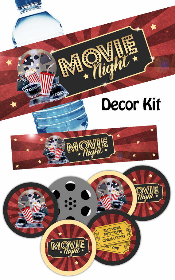 MOVIE NIGHT LABELS Movie Night Decor Kit Movie Night - Etsy España