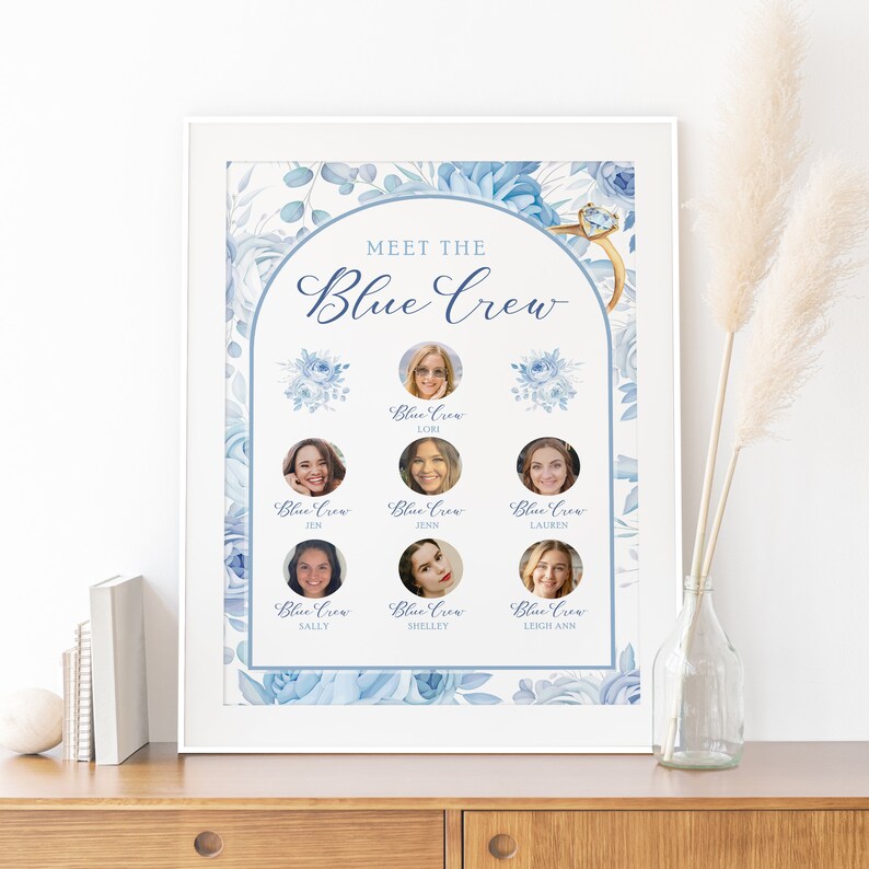 Something Blue Crew Printable Sign, Custom Meet the Blue Crew, Light ...