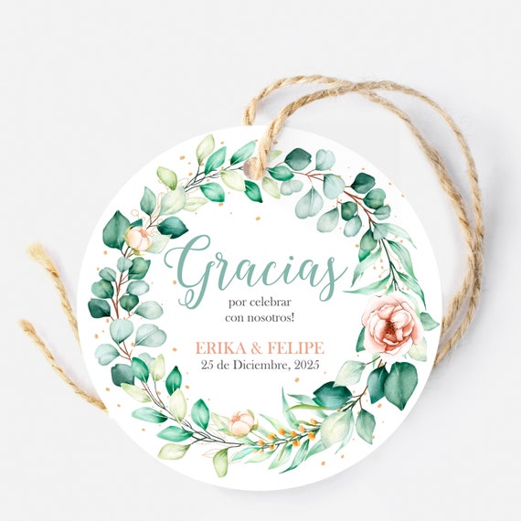 Watercolor Greenery Thank You Tag, Printable and Personalized Sticker ...