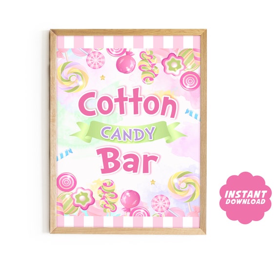 Cotton Candy Bar Party Sign, Candyland Sweet Shop Birthday Decor, Party ...