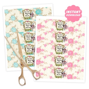 Alice in Wonderland Bottle Labels, Makes You Taller and Makes You ...