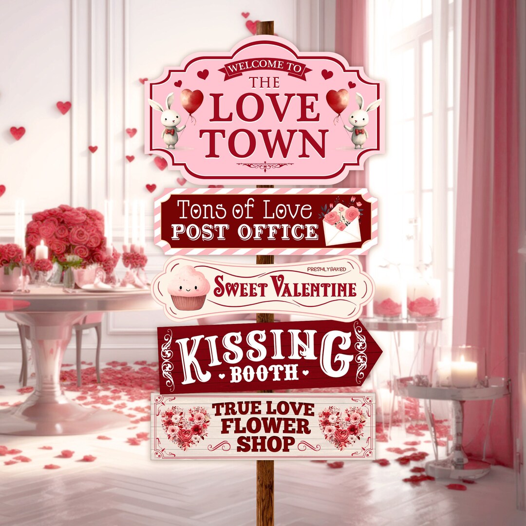 Valentines Day Directional Signs, Instant Download, Valentines Day ...