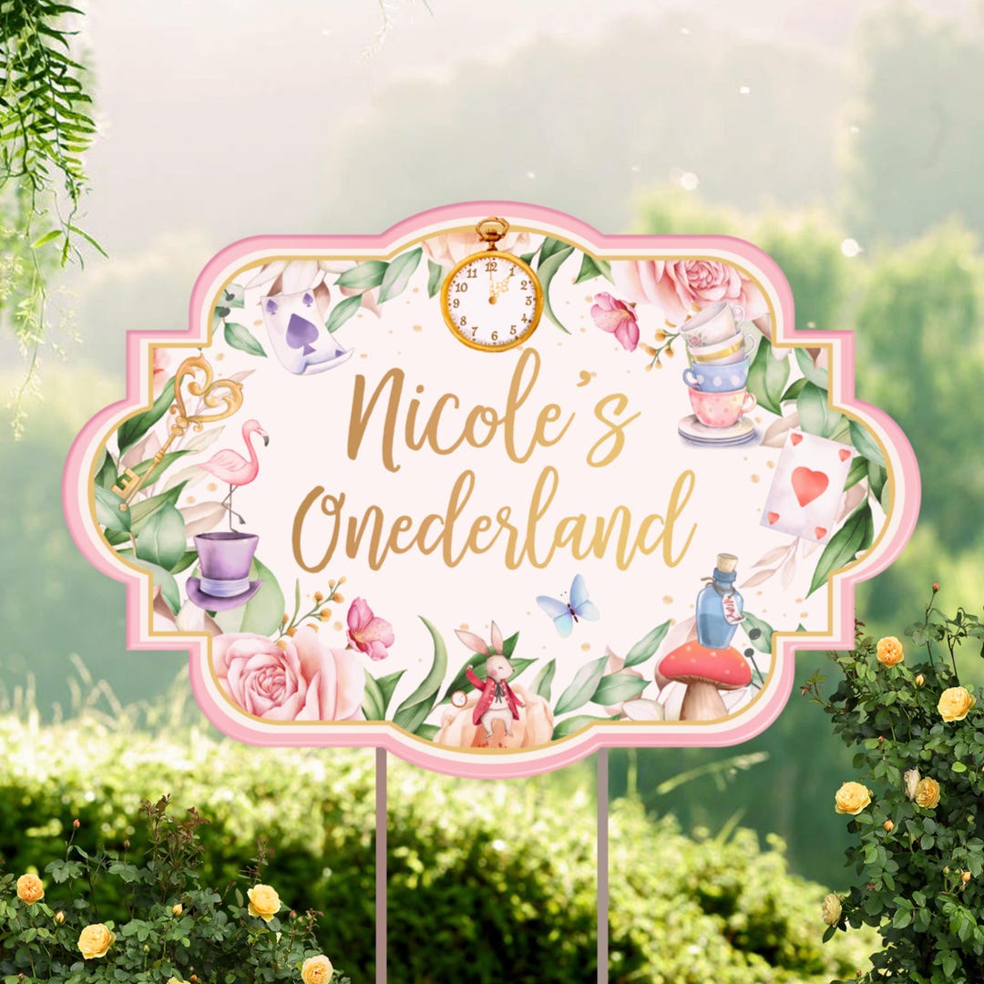Alice in Wonderland Party Sign, Printable and Personalized Cutout ...
