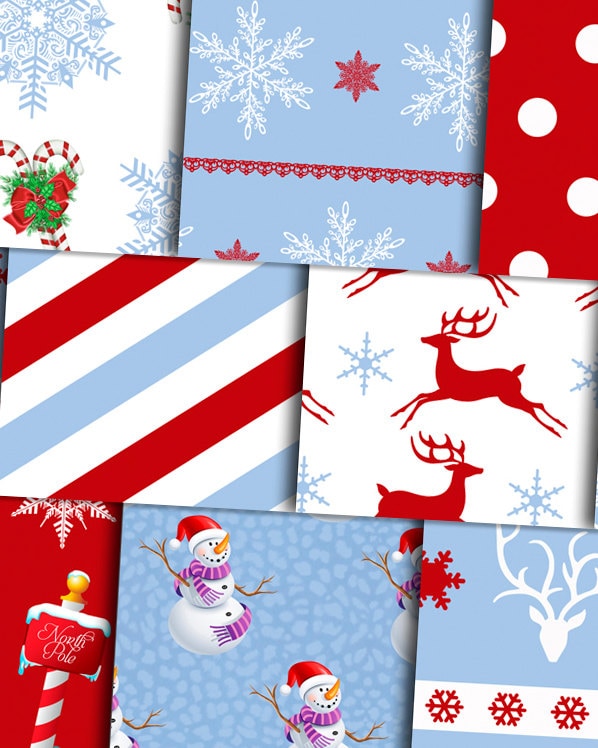 CHRISTMAS Digital Paper Christmas Paper Printable Paper | Etsy