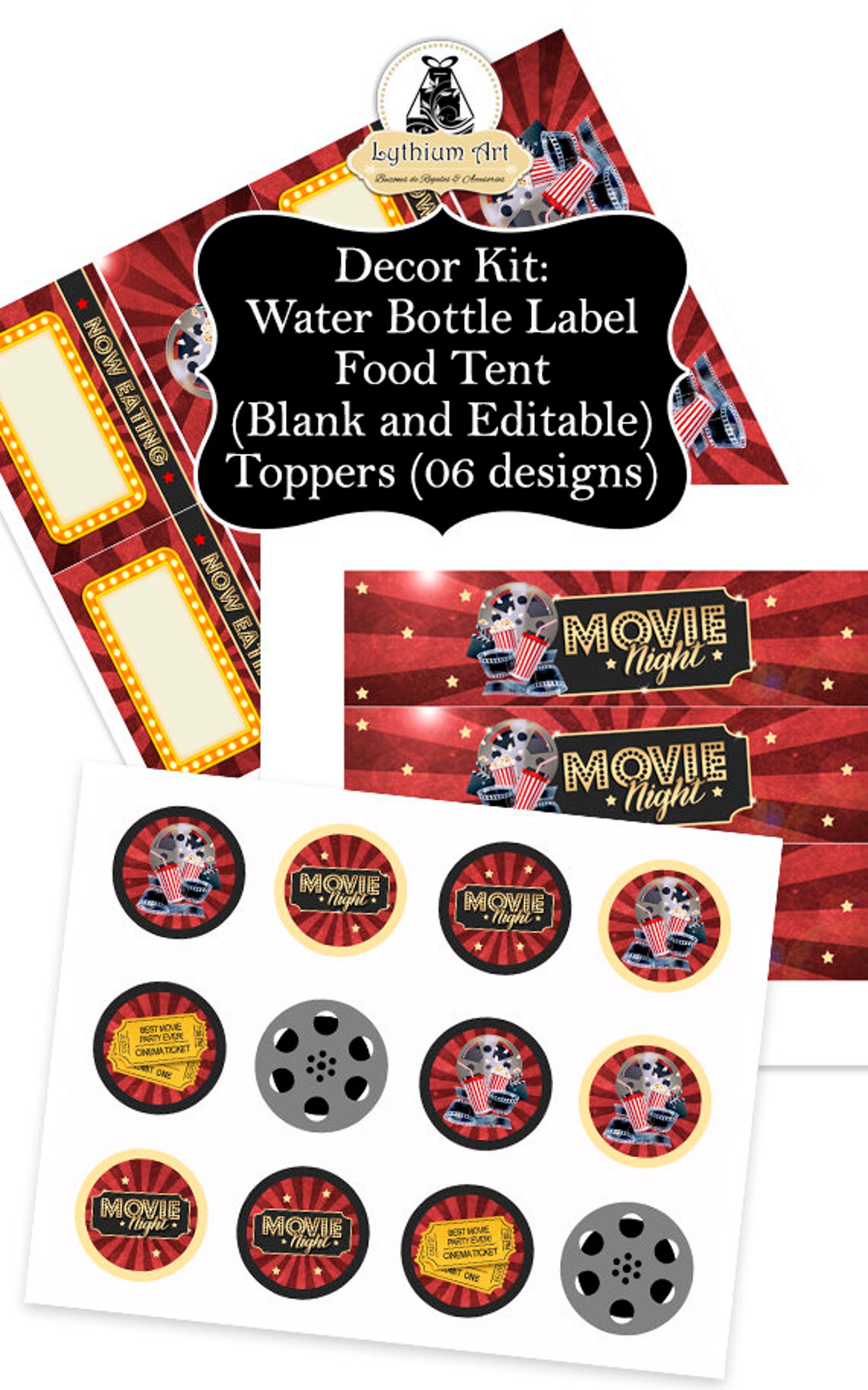 MOVIE NIGHT LABELS Movie Night Decor Kit Movie Night | Etsy