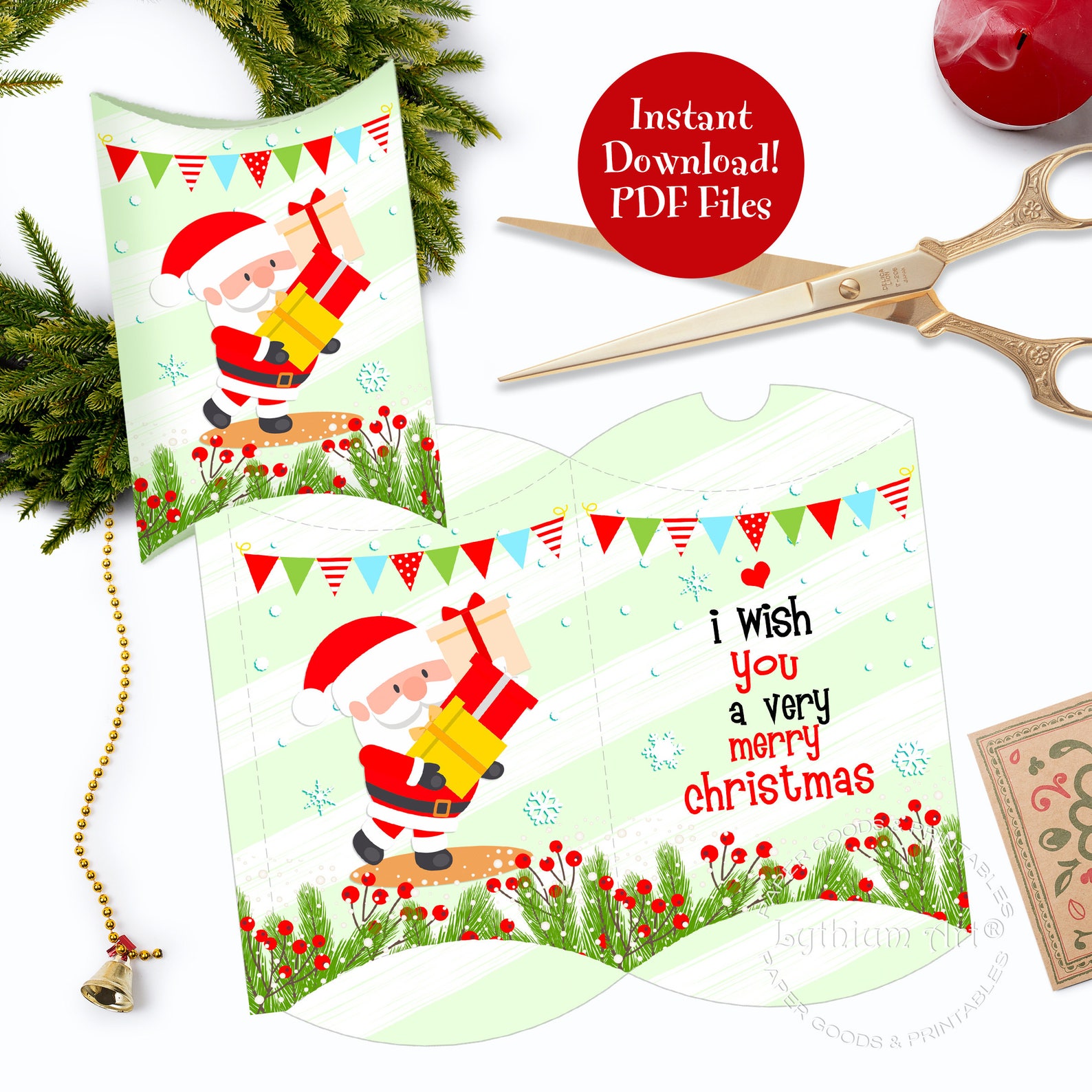 Christmas Boxes Christmas Printable Boxes Pillow Boxes | Etsy