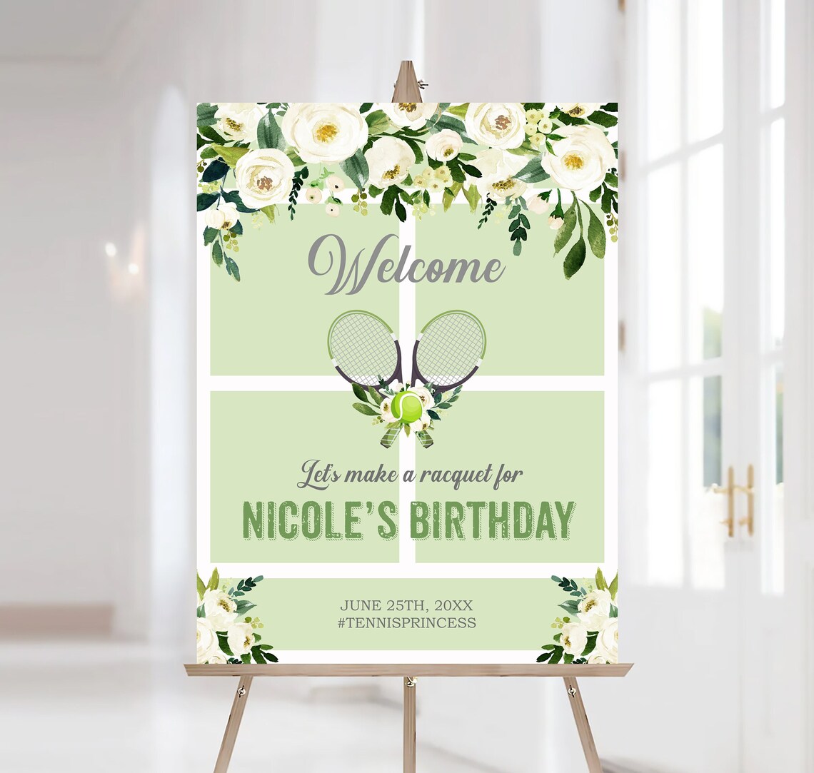 Tennis Welcome Sign, Printable Tennis Party Sign, Country Club Sign ...