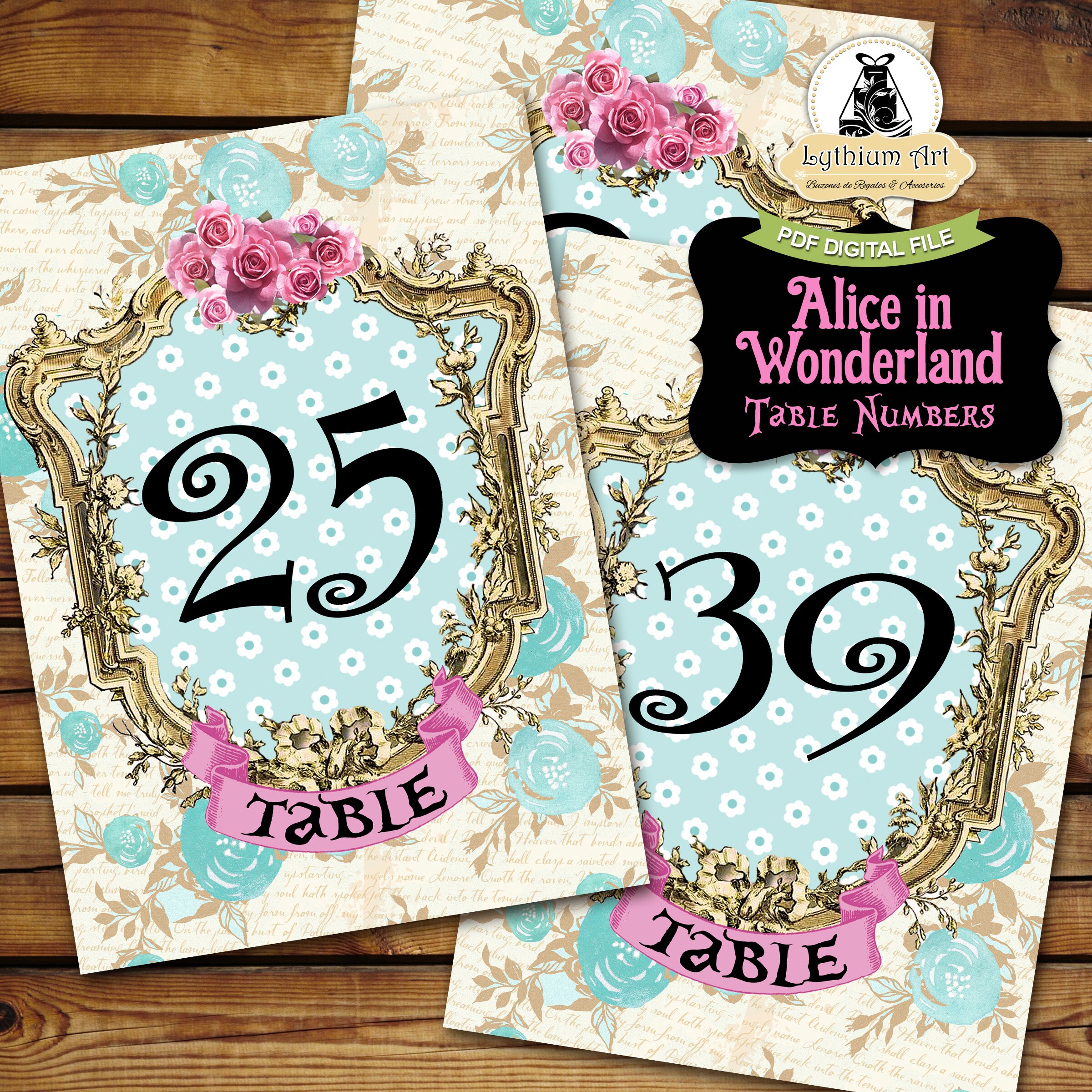 ALICE IN WONDERLAND Table Numbers Printable Table Numbers 21 | Etsy España