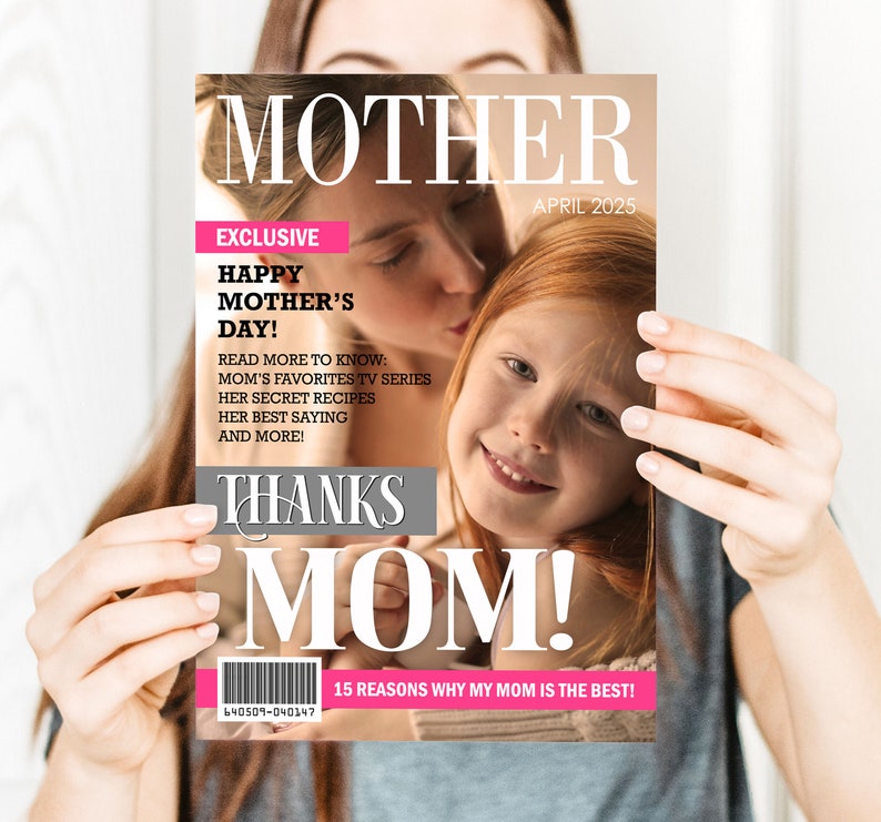 Personalized Mothers Day Magazine Cover Printable A4 - Etsy España