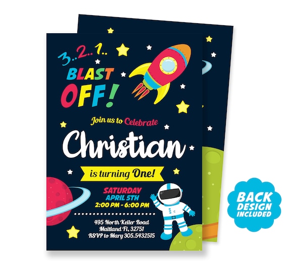 Space Invitation, Personalized and Printable Space Birthday Invitation ...