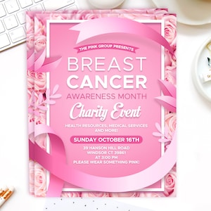 Breast Cancer Awareness Welcome Sign, Printable Pink Ribbon Poster for ...