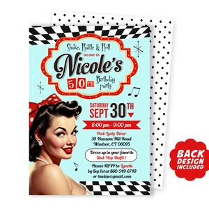 50s Sock Hop Party Welcome Sign, Pin up Diner Retro Style Personalized ...