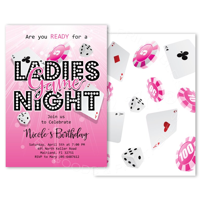 Ladies Game Night Party Backdrop Printable and Personalized - Etsy España