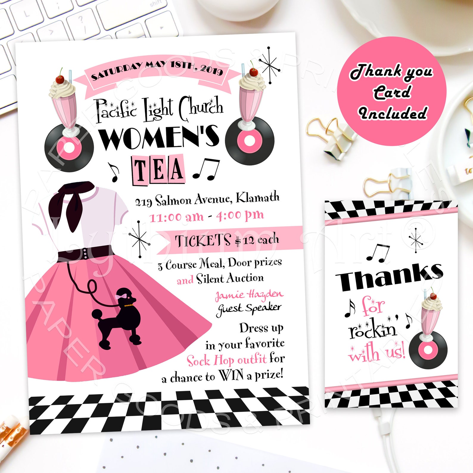 50s Sock Hop Party Backdrop Printable Banner Full Circle - Etsy España