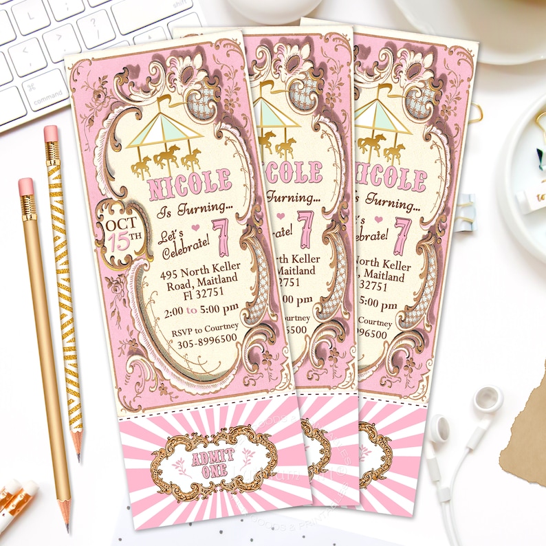 Carousel Invitation Carousel Ticket Invitation Carousel | Etsy