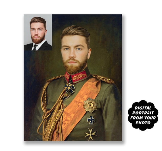Digital Military Portrait for Him, German Kaiser Portrait, Custom ...