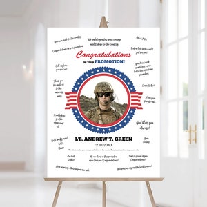 Custom Military Promotion Photo Guest Book Poster, Printable and ...