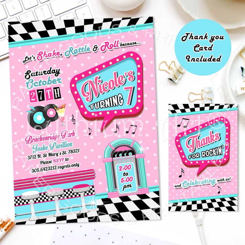 50s Sock Hop Party Backdrop, Printable Banner, Full Circle Skirt ...