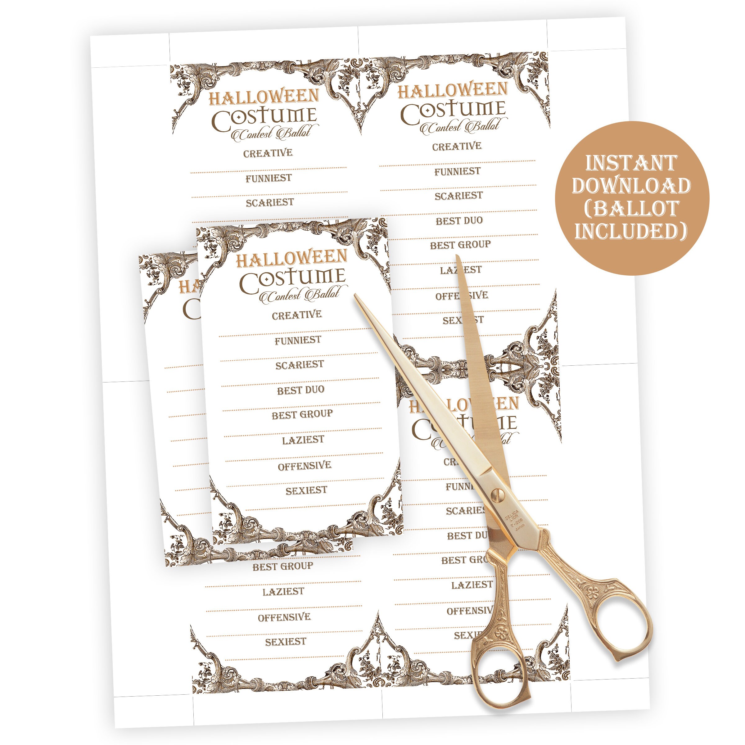 Halloween Costume Award Certificates and Ballot, Halloween Bundle ...