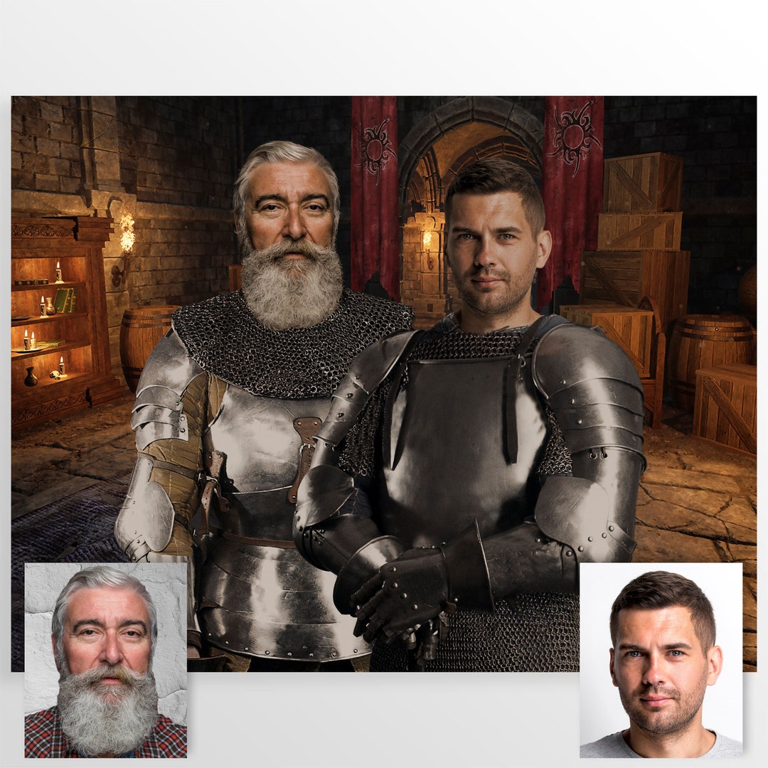 Personalized Medieval Knights Portrait From Your Photo, 2 People ...