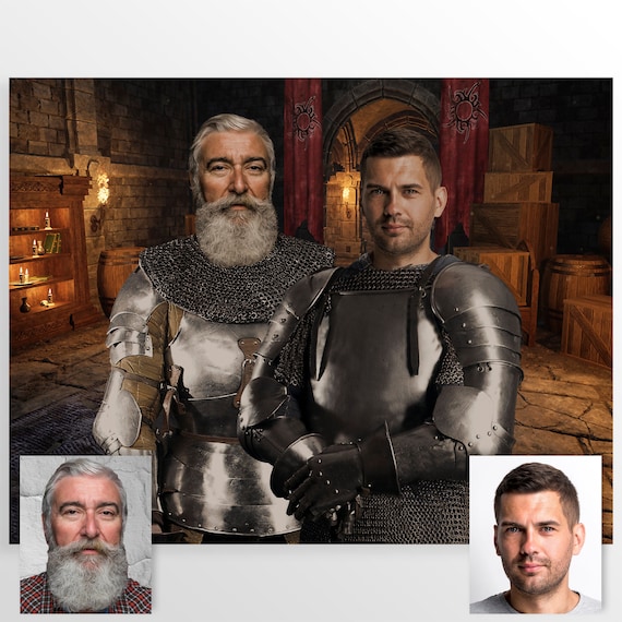 Personalized Medieval Knights Portrait From Your Photo 2 - Etsy