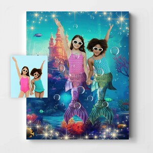 Custom Mermaid Portrait From Photo, Digital Mermaid Photo Gift, Photo ...