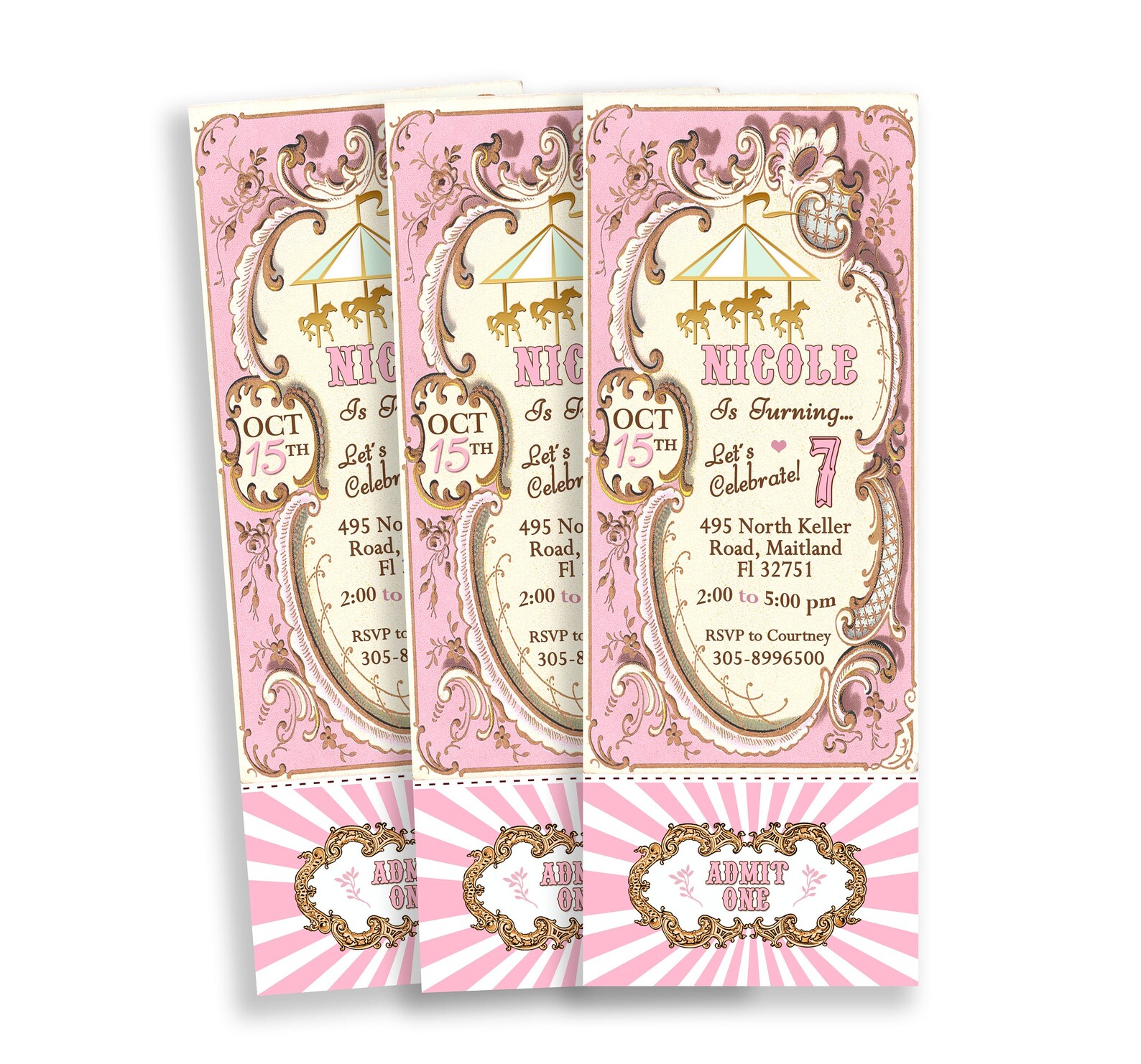 Carousel Invitation Carousel Ticket Invitation Carousel | Etsy