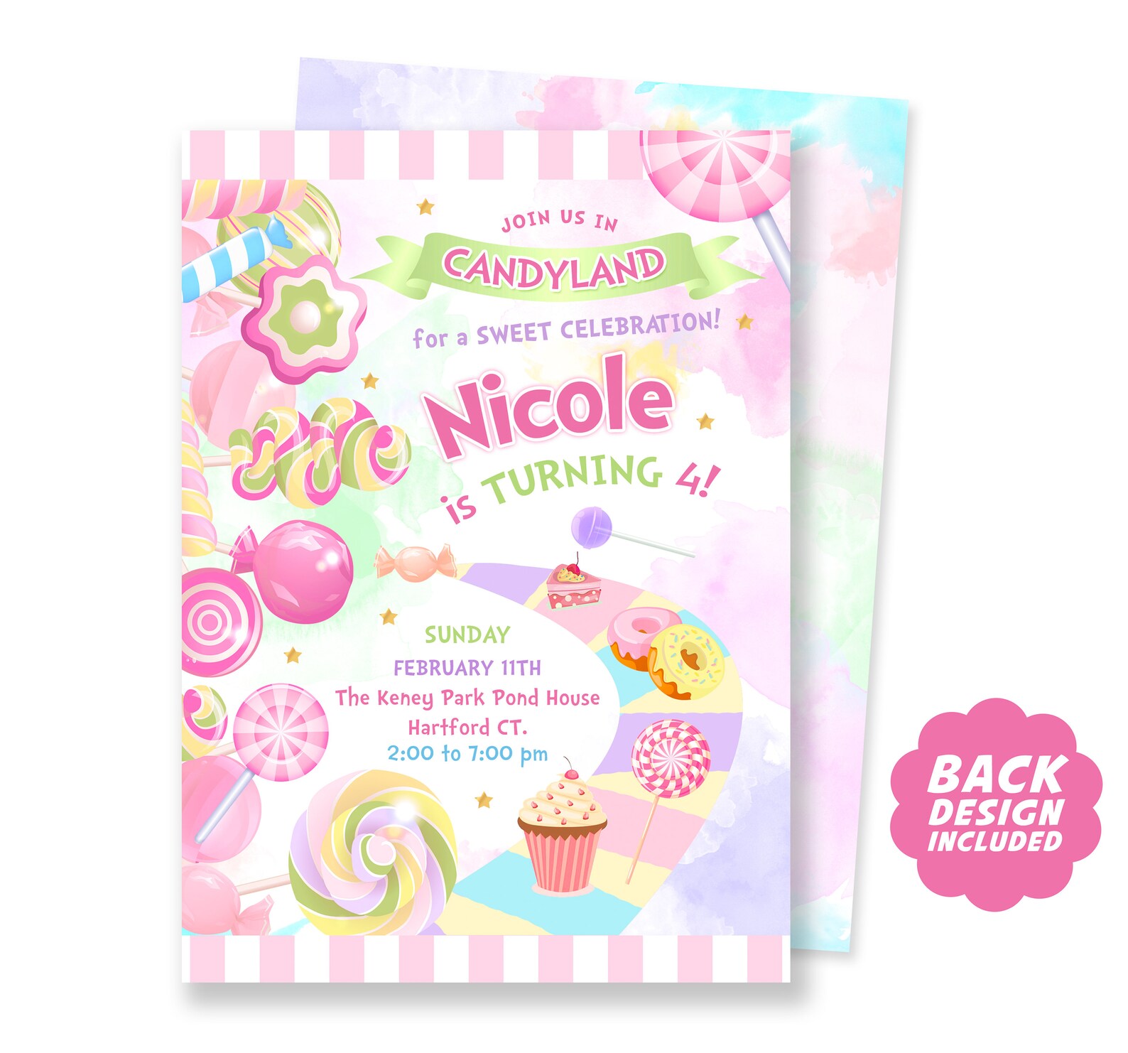 Candyland Party Gable Gift Box Label, Printable and Personalized Gable ...