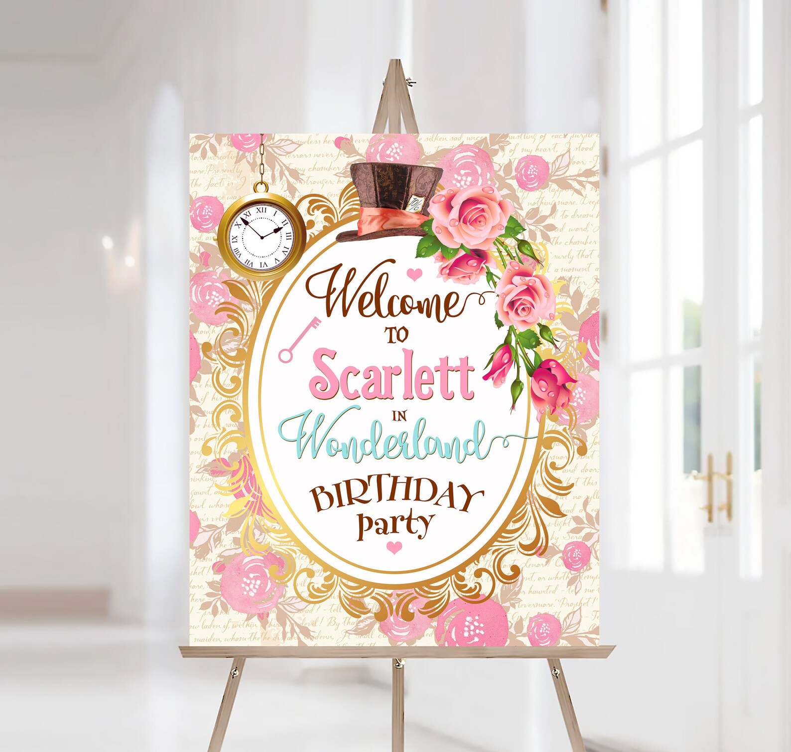 Alice in Wonderland Welcome Sign Printable and Personalized - Etsy