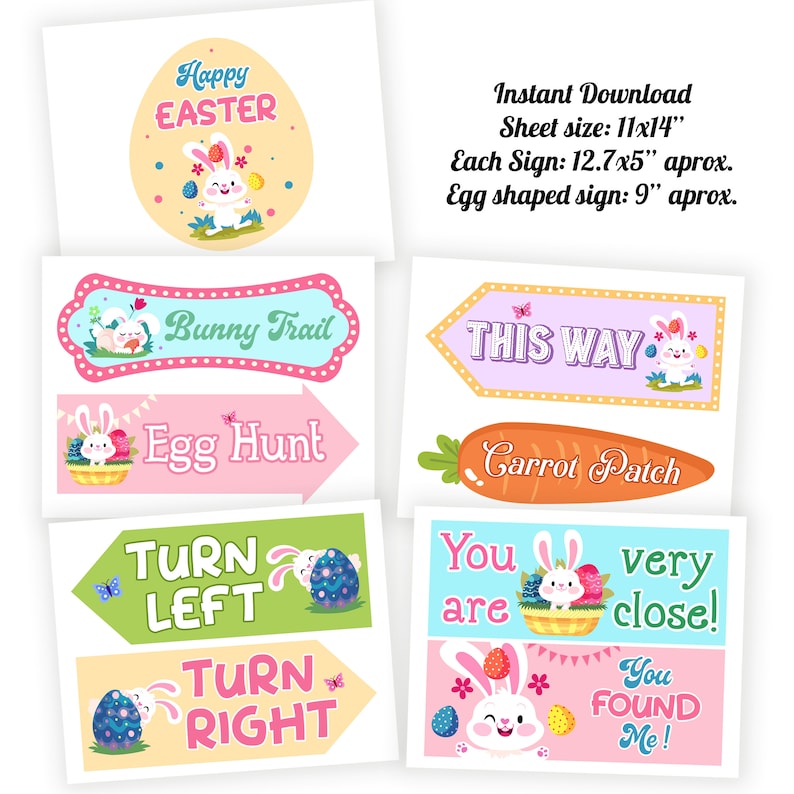 Easter Egg Hunt Signs Instant Download Easter Party - Etsy