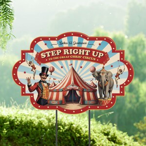 Circus Carnival Party Sign, Vintage Illustrated Circus Characters ...