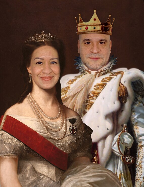 King and Queen Digital Portrait from your photo Personalized | Etsy