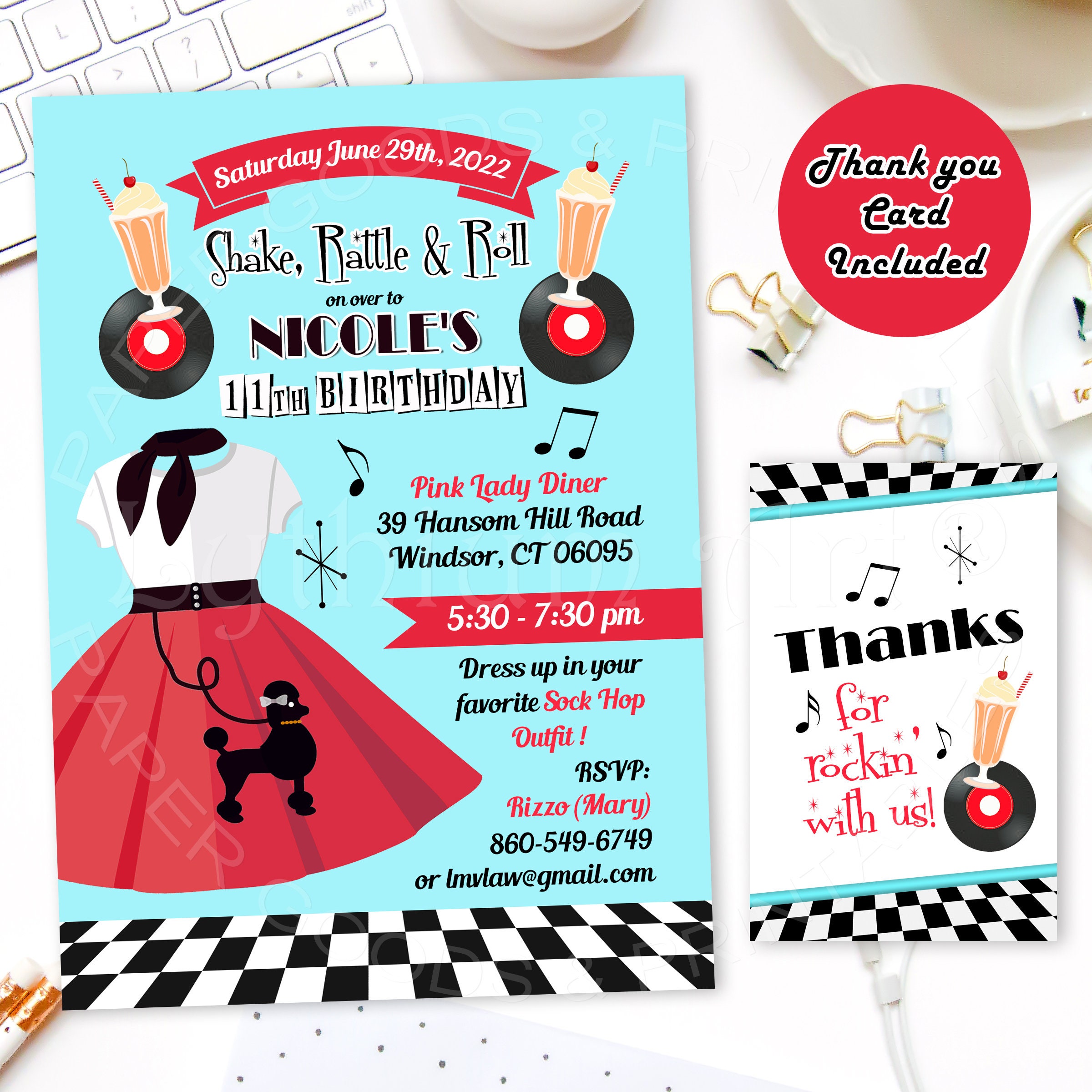 50's Sock Hop Party Invitation Printable File Diner | Etsy Canada