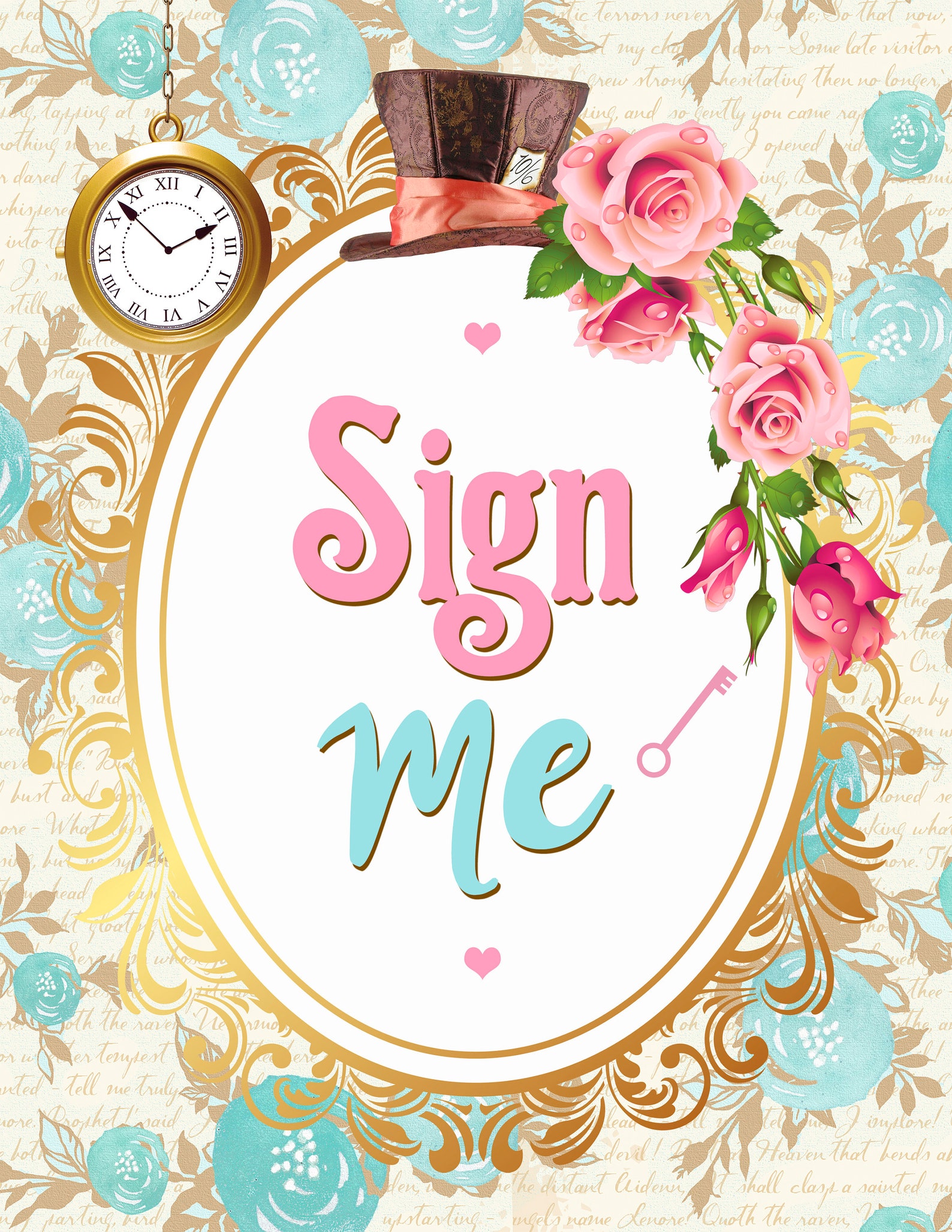 ALICE IN WONDERLAND Party Sign Eat Me Printable Sign Instant - Etsy España