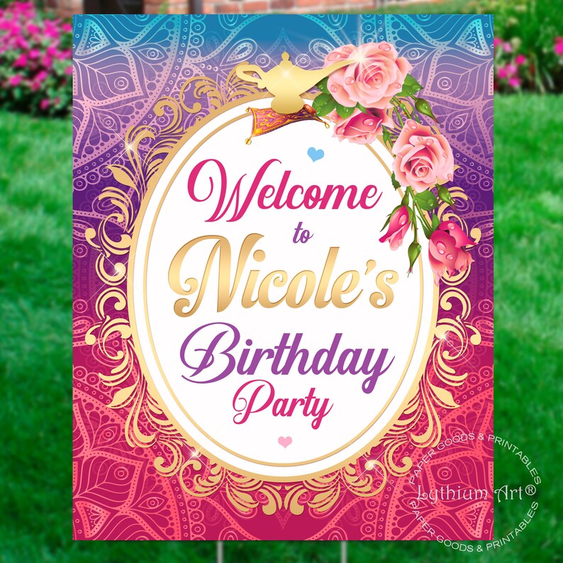 Moroccan Arabian Nights Welcome Sign Personalized Birthday - Etsy