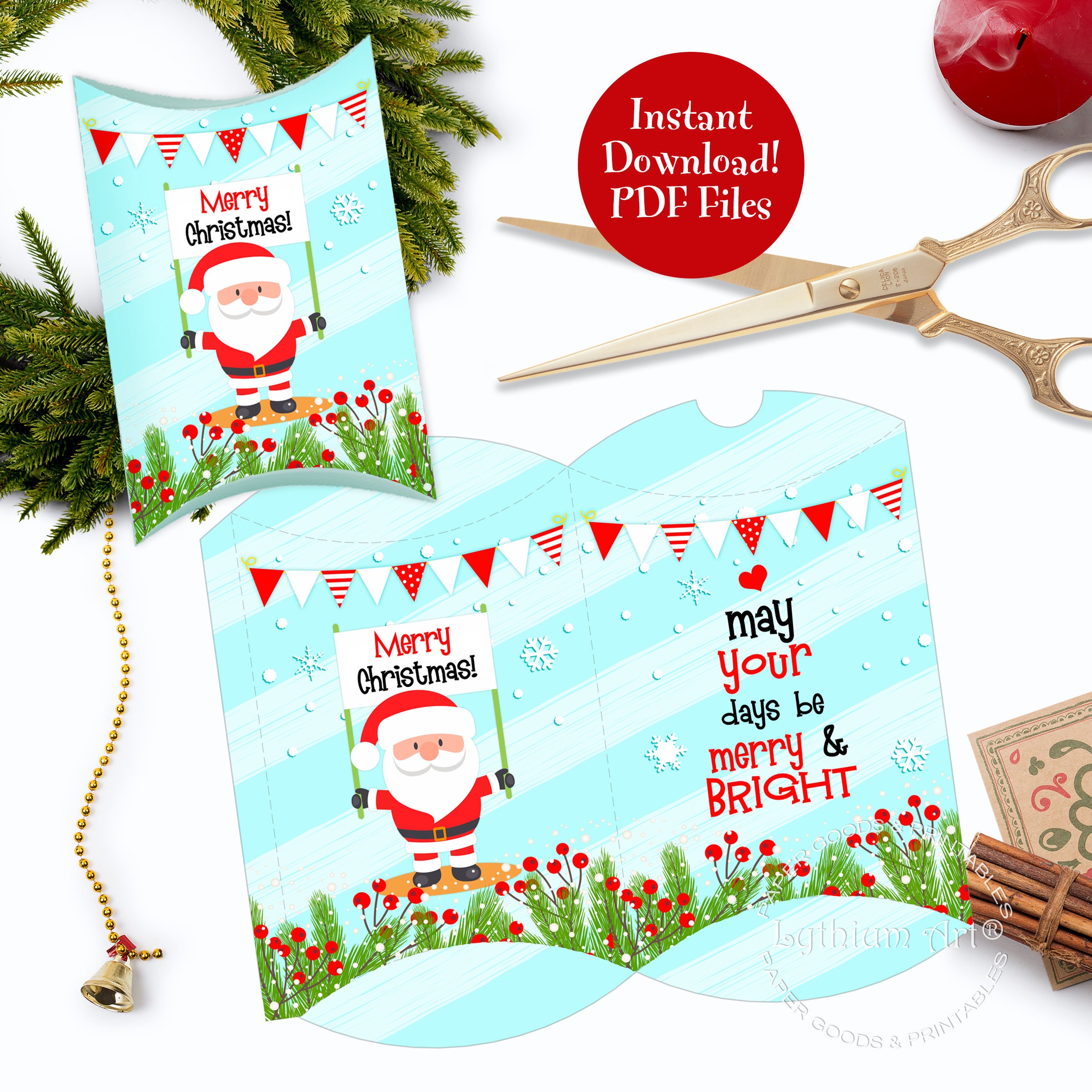 Christmas Boxes Christmas Printable Boxes Pillow Boxes | Etsy