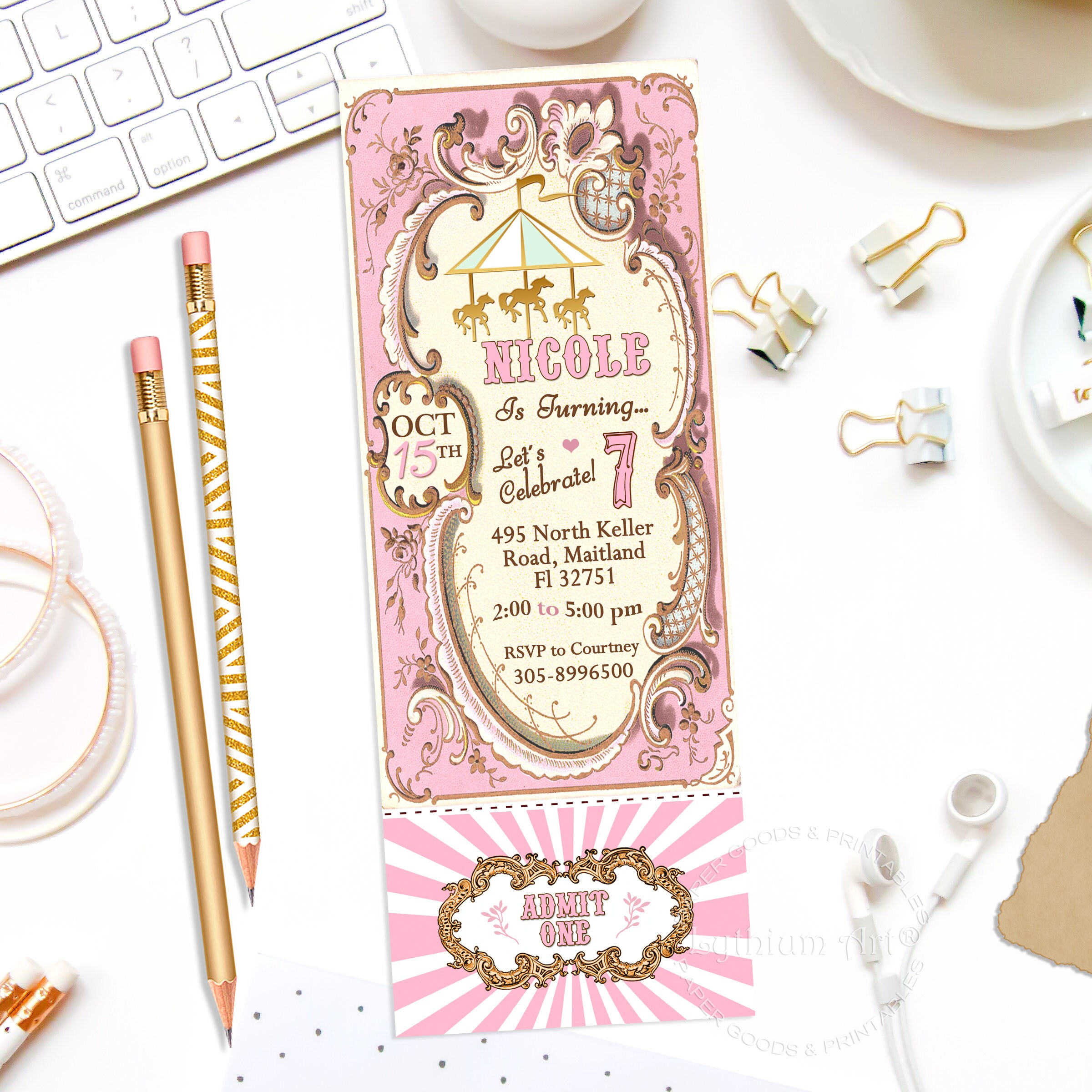 Carousel Invitation Carousel Ticket Invitation Carousel | Etsy