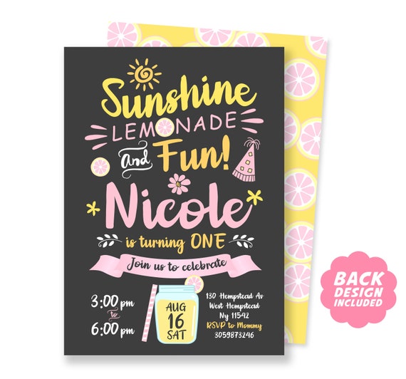 Printable Pink Lemonade Party Invitation, Girls Summer Celebration ...