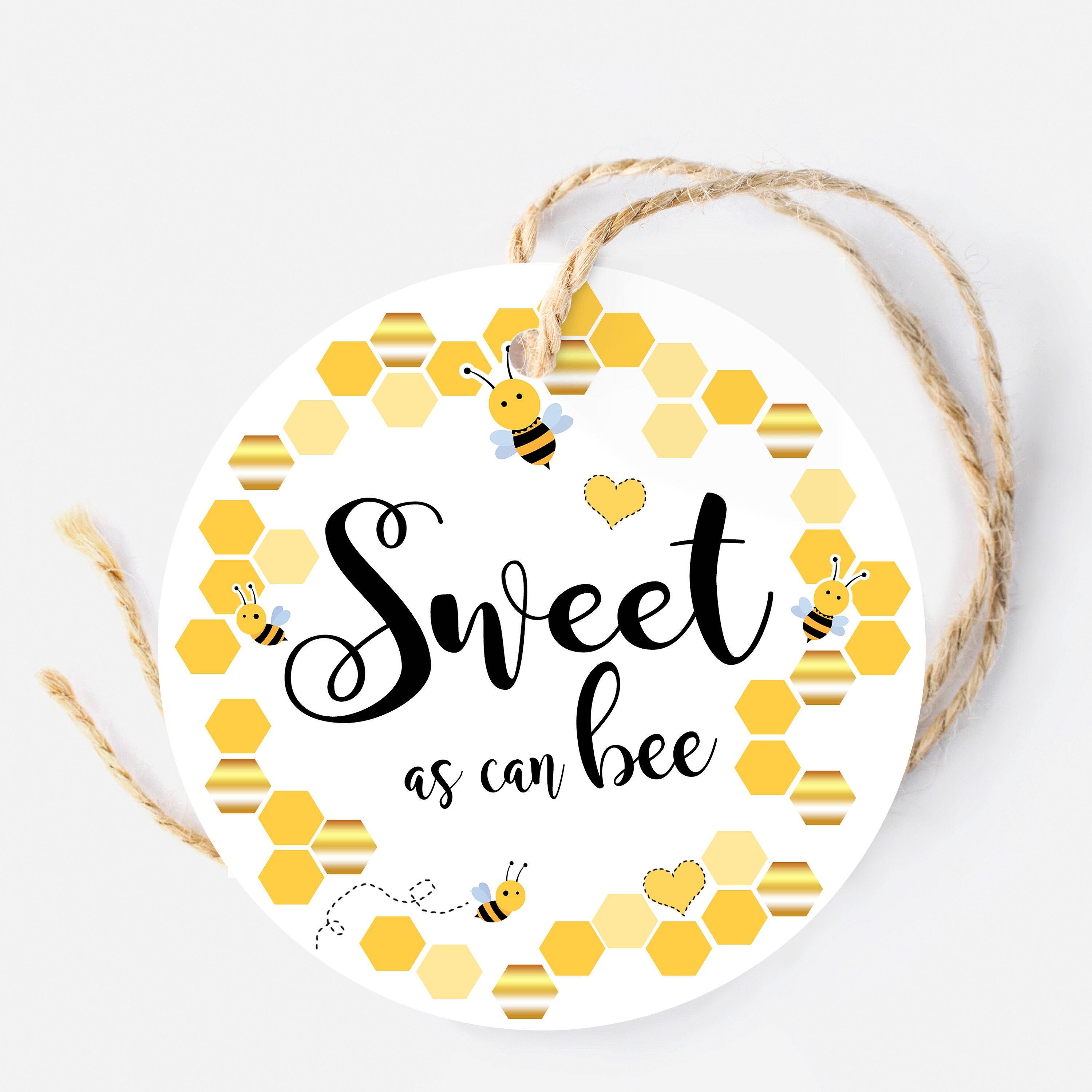 Bee Printable Round Labels Sweet as Can Bee Baby Shower - Etsy