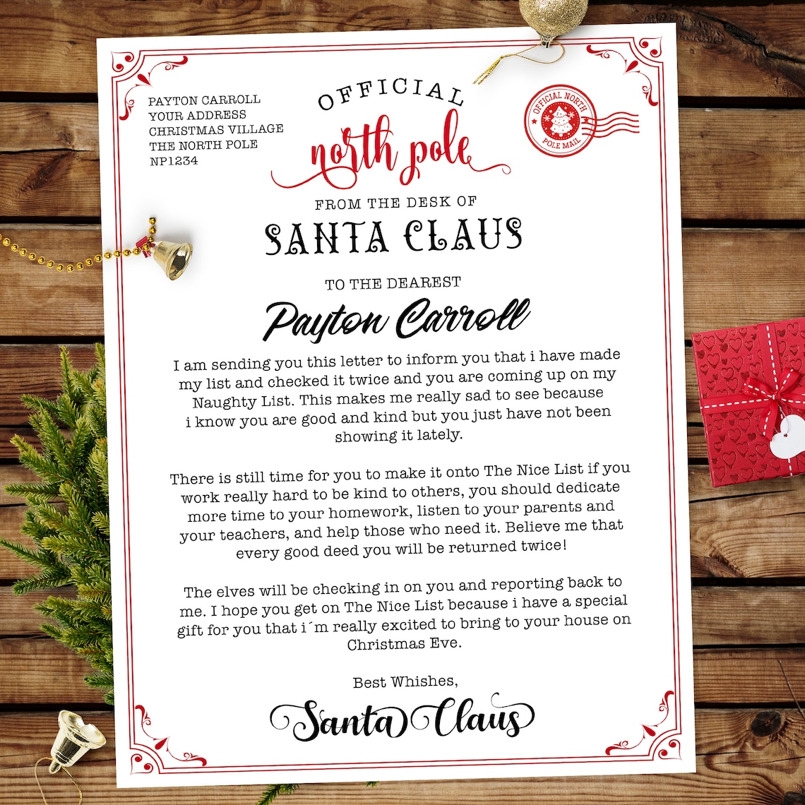 Editable Santa Letter and Naughty List Certificate Instant - Etsy