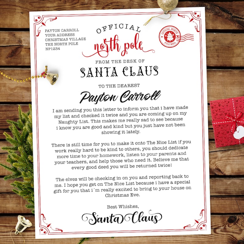 Editable Santa Letter and Naughty List Certificate Instant - Etsy