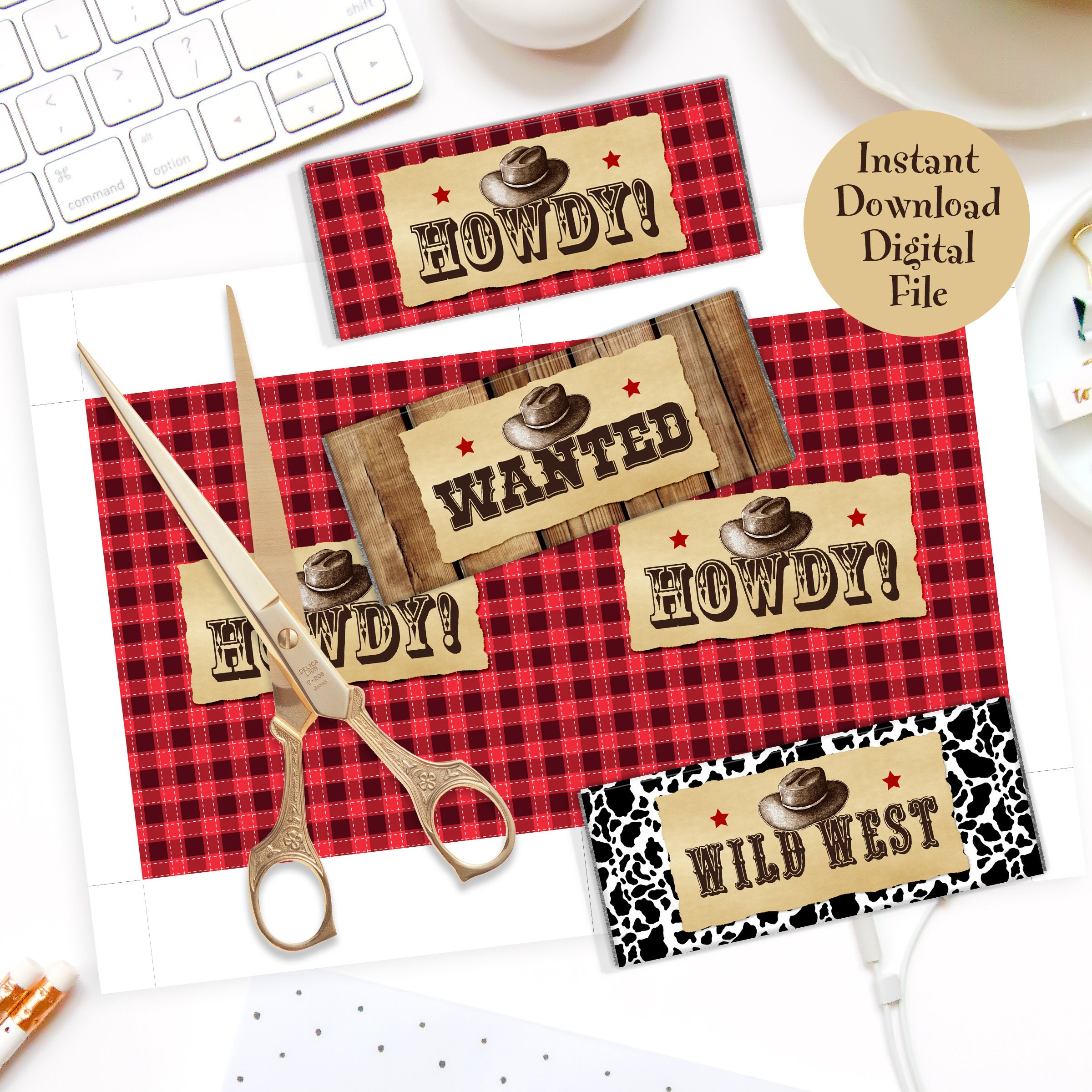 Western Candy Bar Wrappers, INSTANT DOWNLOAD, Cowboy Party Favors ...