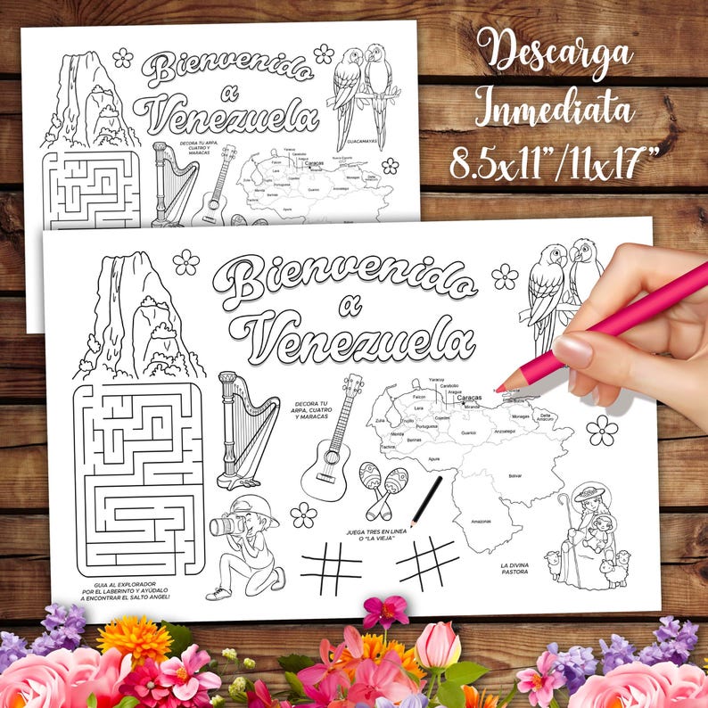 Venezuela Activity Placemat Printable Spanish Welcome to Venezuela ...