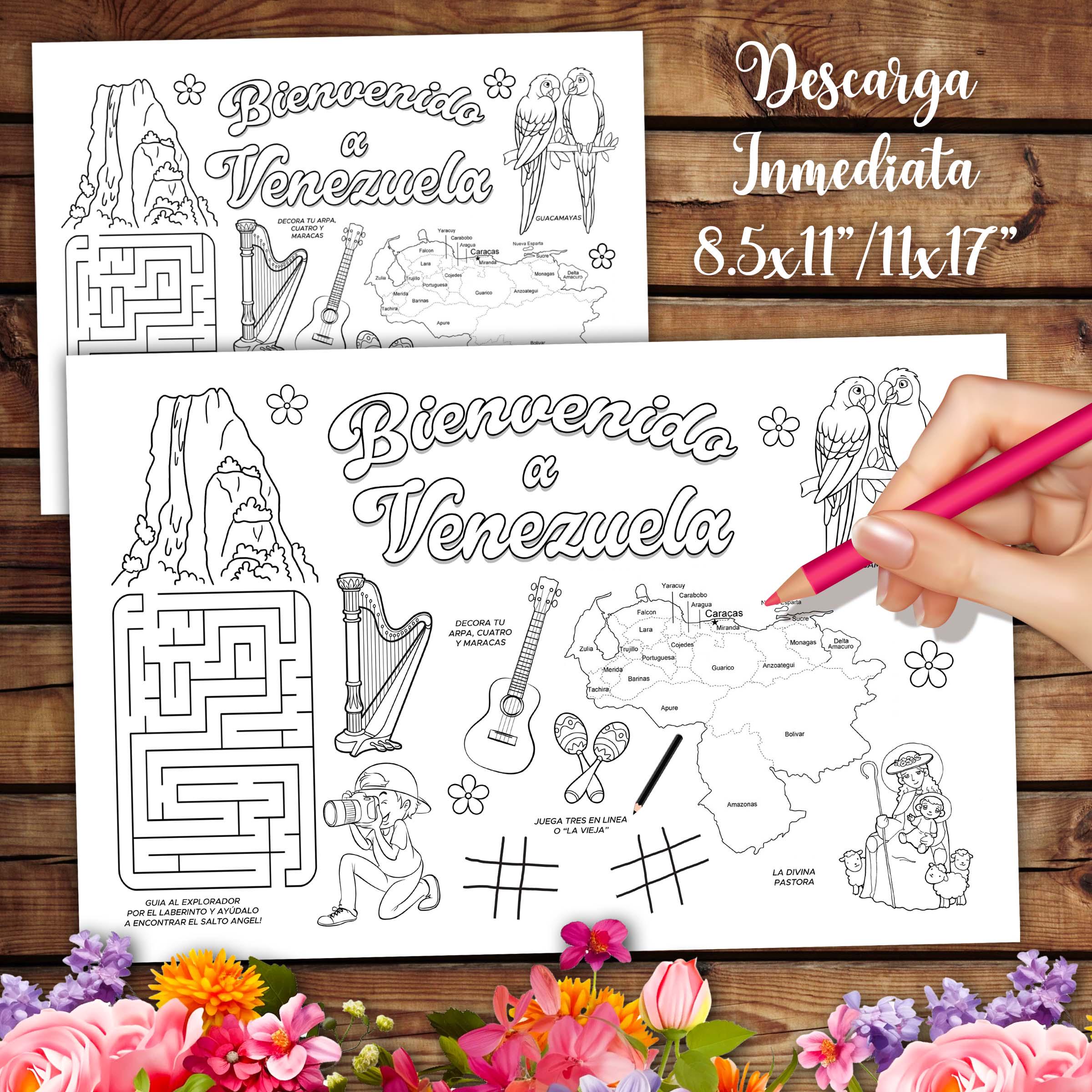 Venezuela Activity Placemat Printable Spanish Welcome to Venezuela ...