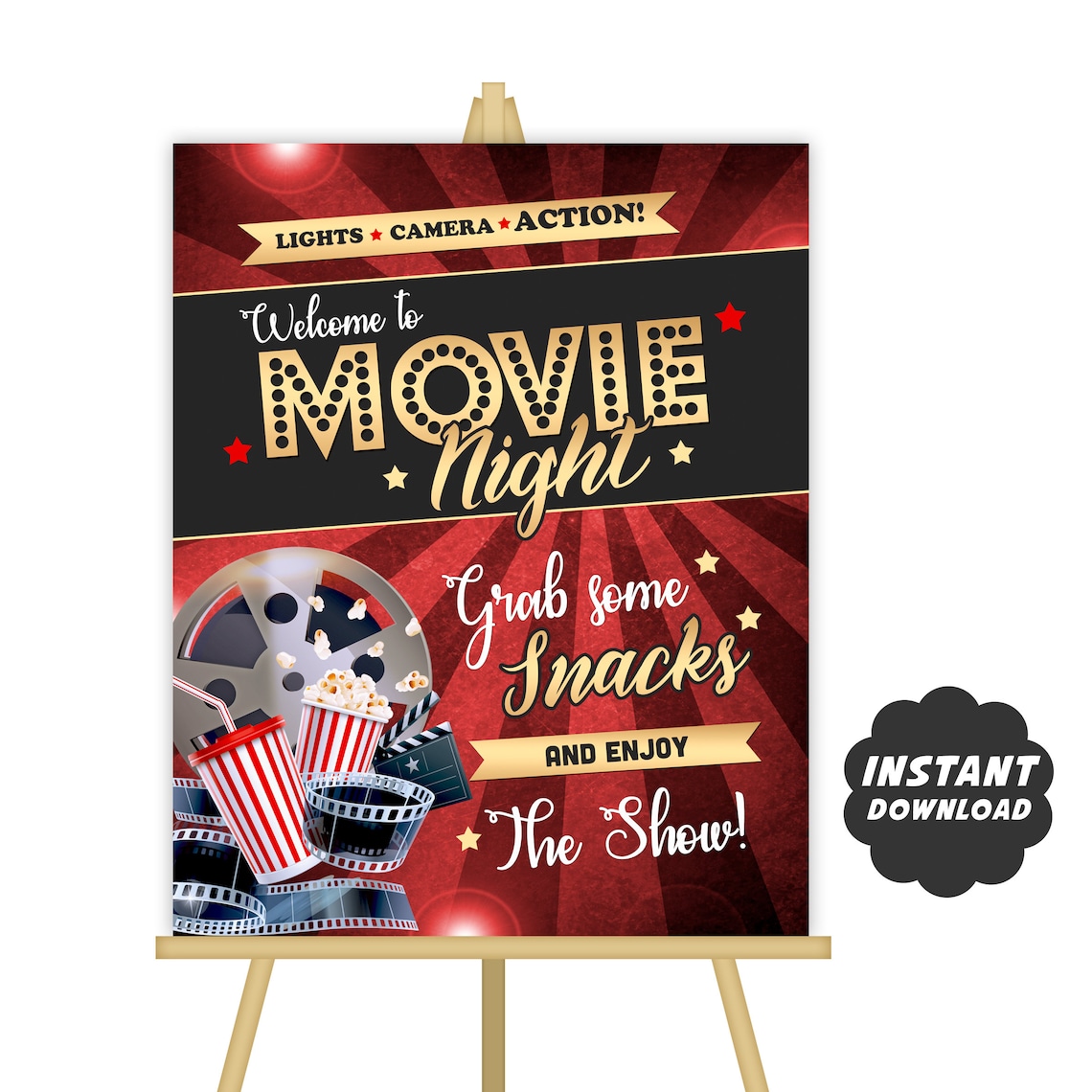 Movie Night Welcome Poster Instant Download Viewing Party - Etsy